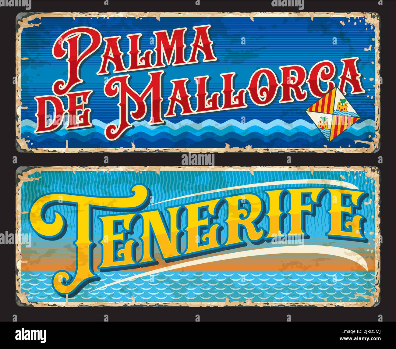Tenerife, Palma de mallorca spanish city plates and travel stickers ...
