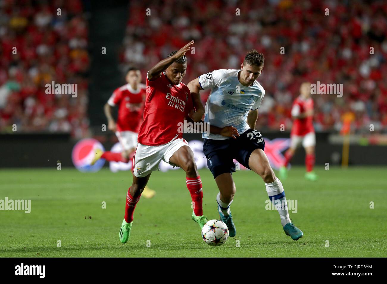 Lisbon. 23rd Aug, 2022. David Neres (L) of Benfica vies with Illia ...