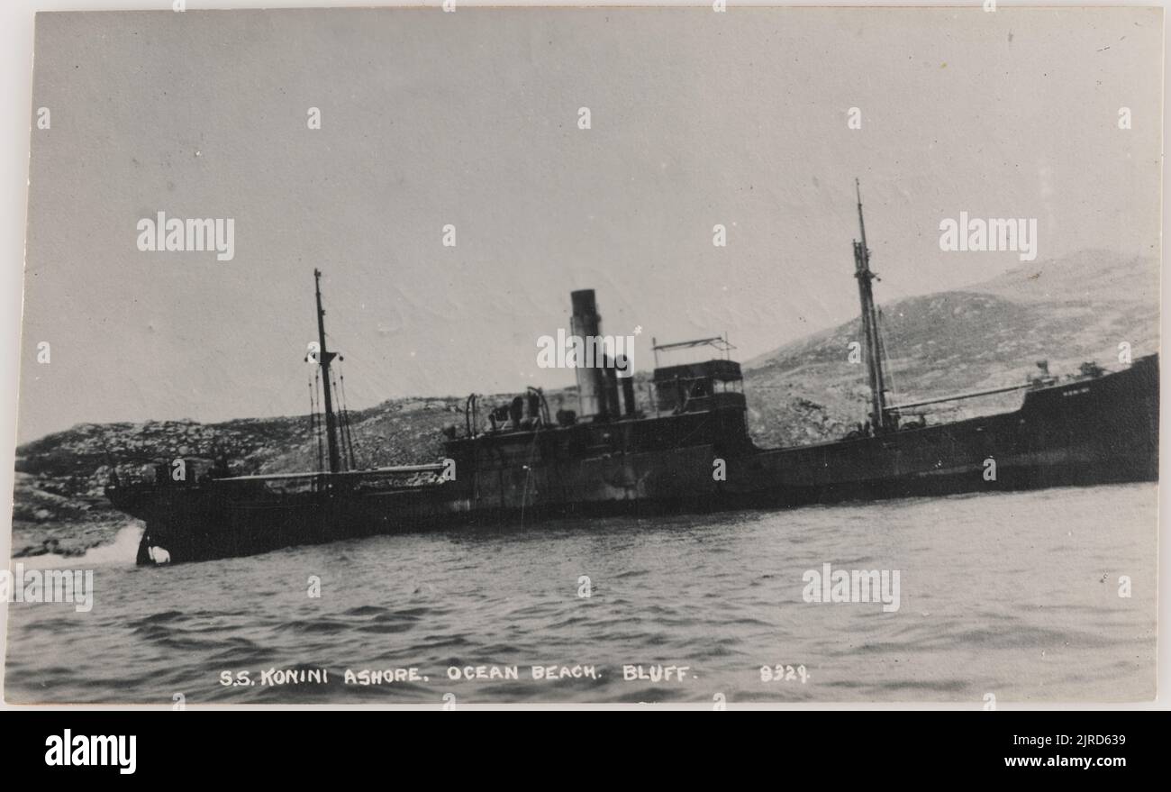 S.S. Konini Ashore. Ocean Beach. Bluff., Bluff, by John Dickie Stock ...