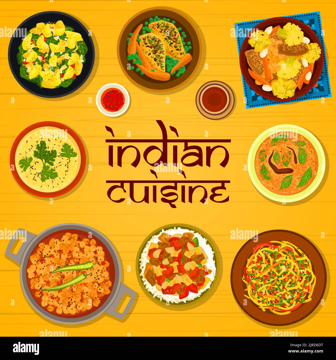 Indian spicy spinach potato Stock Vector Images - Alamy