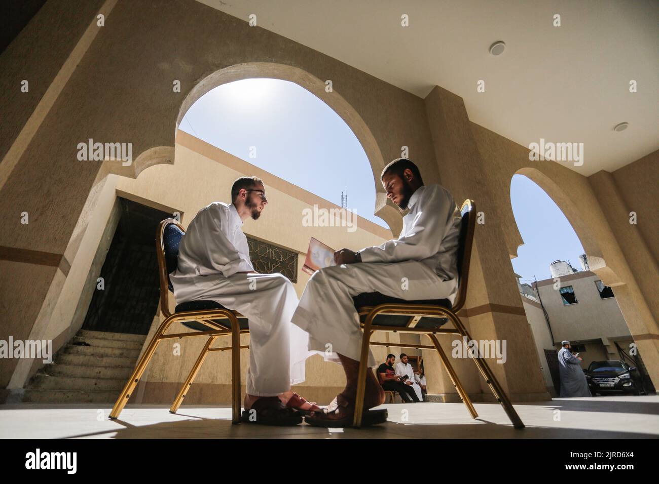 Gaza City, Palestine. 23rd Aug, 2022. Palestinian Muslims read the Holy ...