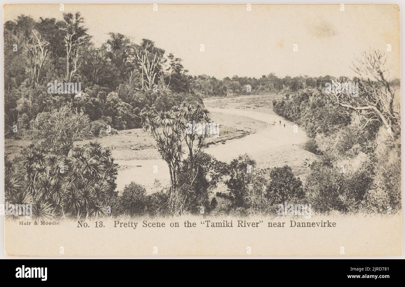 Pretty Scene on the "Tamkiki River" near Dannevirke., circa 1906, by ...
