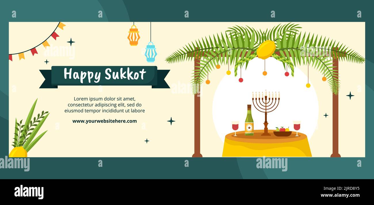Jewish Holiday Sukkot Cover Template Hand Drawn Cartoon Flat ...