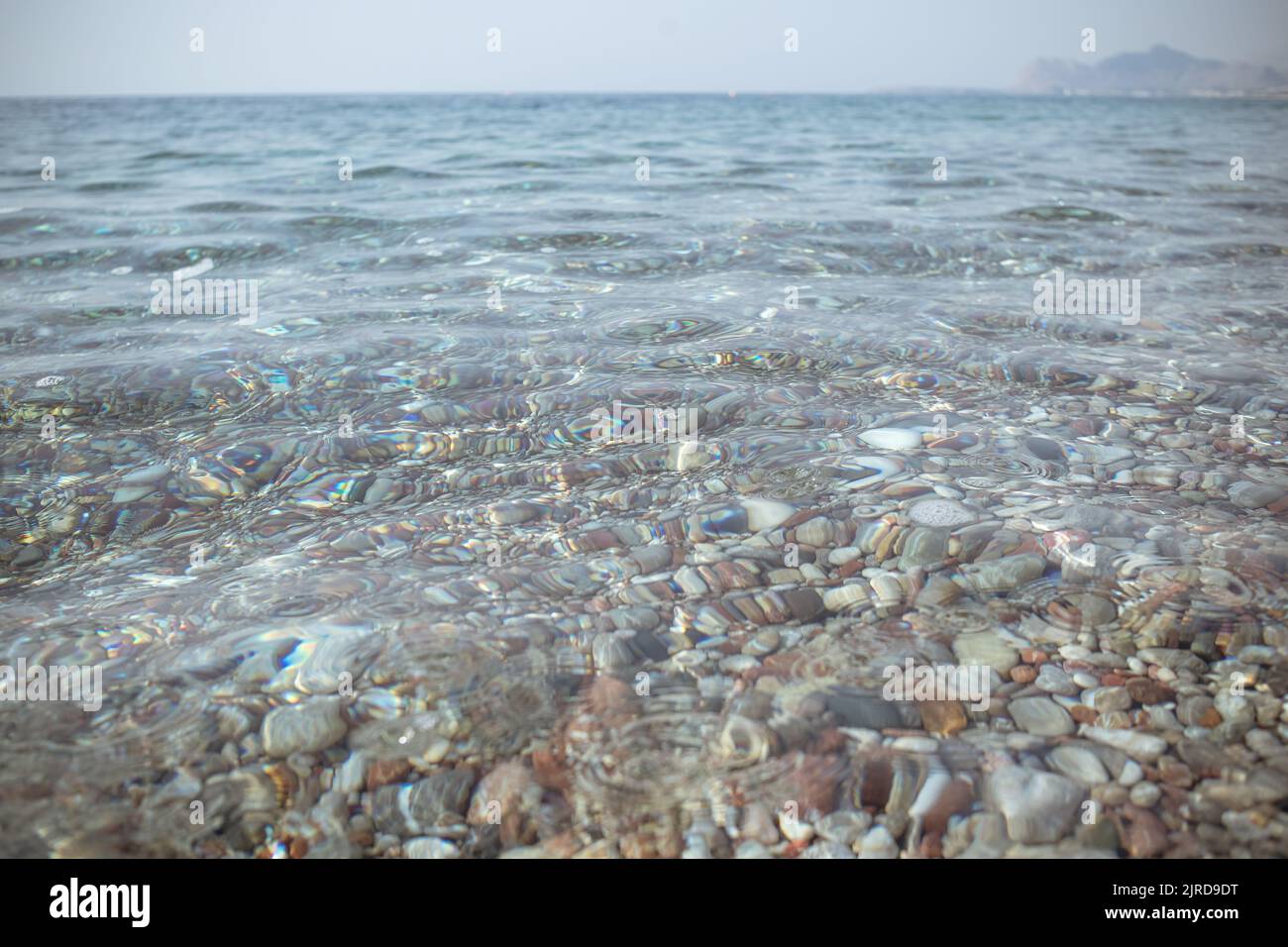Seascape, evening scenery with moon horizon line. Water reflection ...