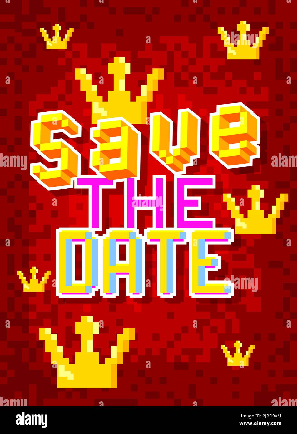 Save The Date. Pixelated word with geometric graphic background. Vector ...