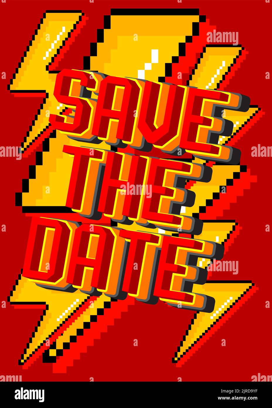 Save The Date. Pixelated word with geometric graphic background. Vector ...