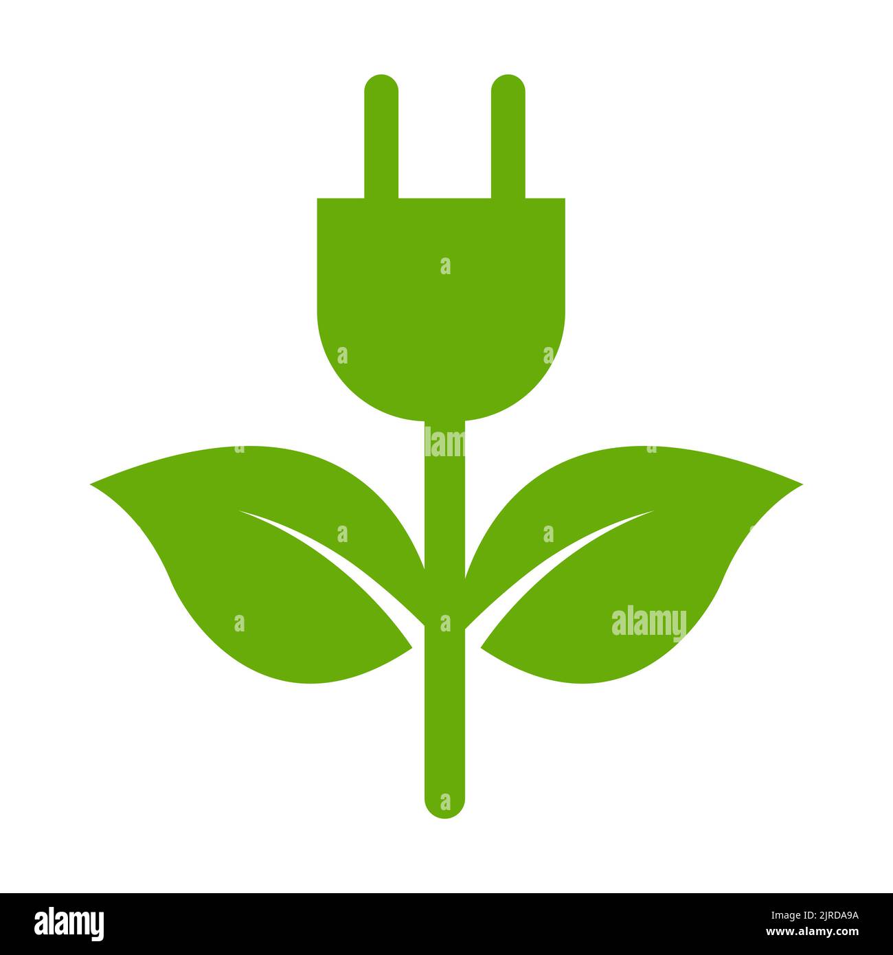 eco green electric plug with leaves icon vector save energy with ...