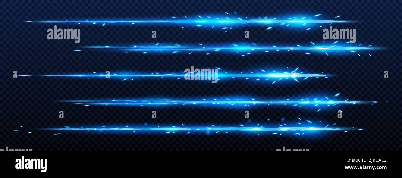 Blue fire lines with light sparks, cracker trail effect. Isolated ...