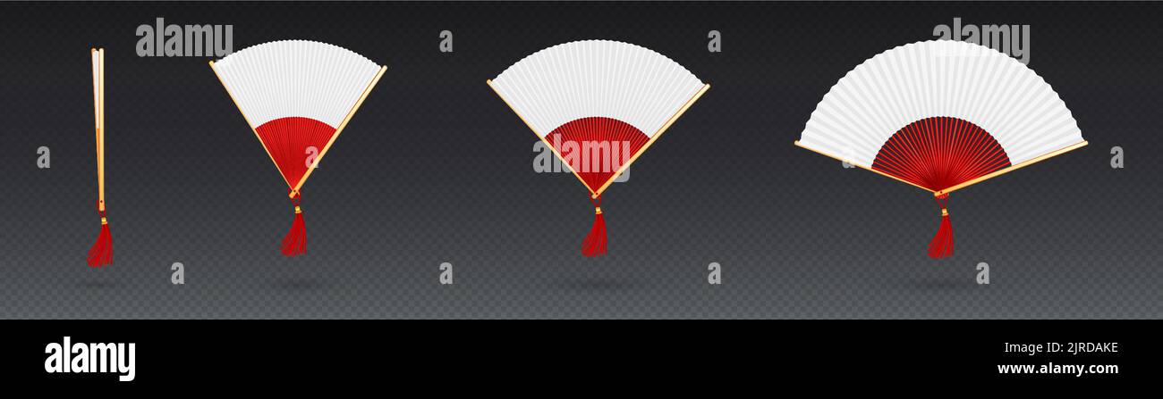 Chinese hand fan, traditional asian accessory isolated on transparent ...