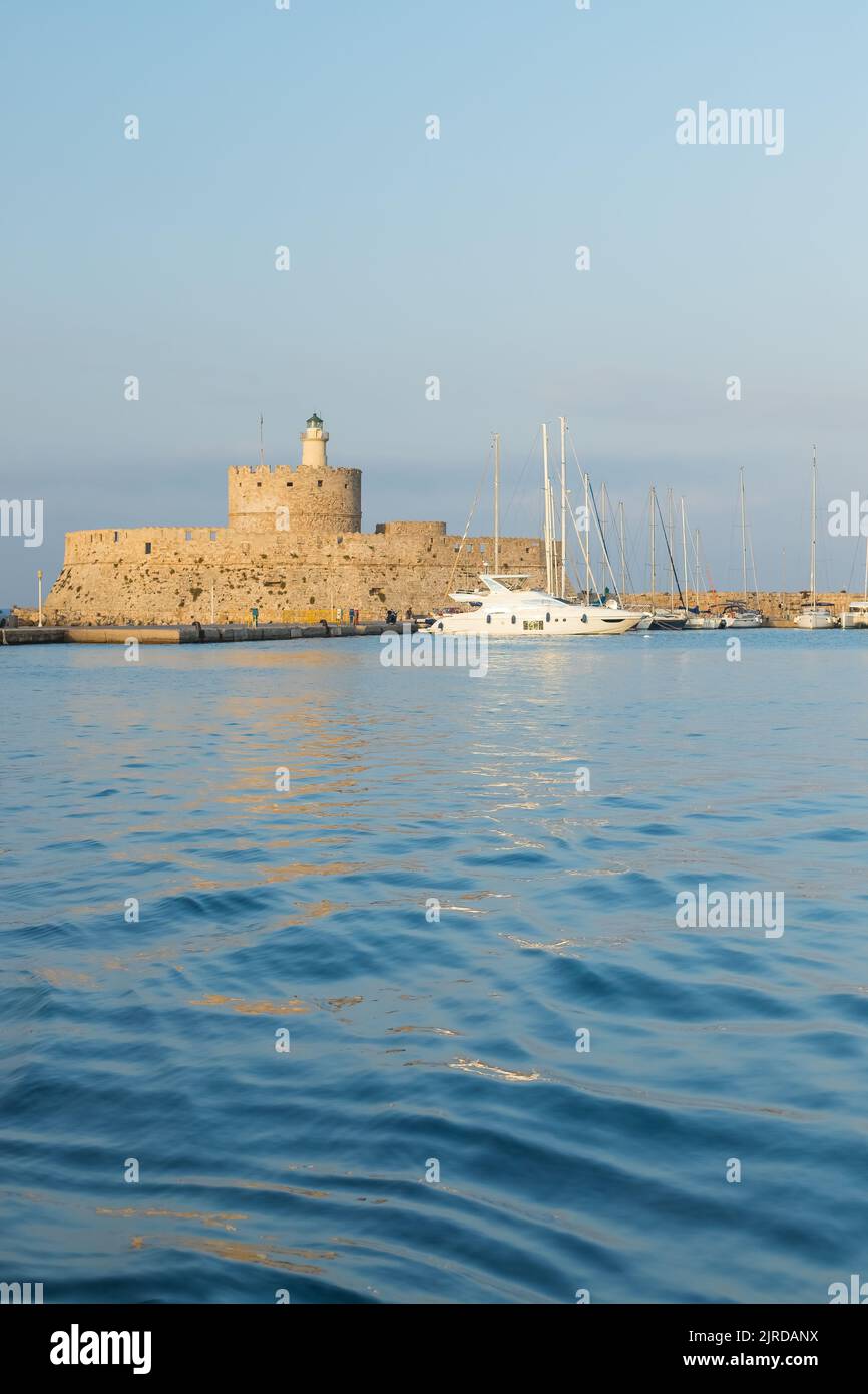 Fort of St. Nicholas in Mandaki Harbor, Rhodes, Greece Stock Photo - Alamy
