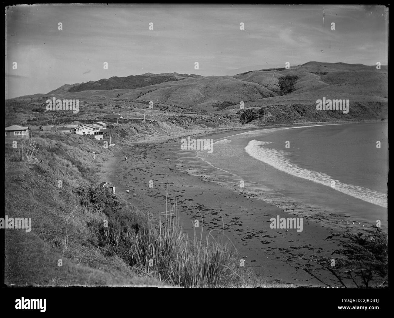 Titahi Bay, Porirua, April 1928, by Leslie Adkin Stock Photo - Alamy