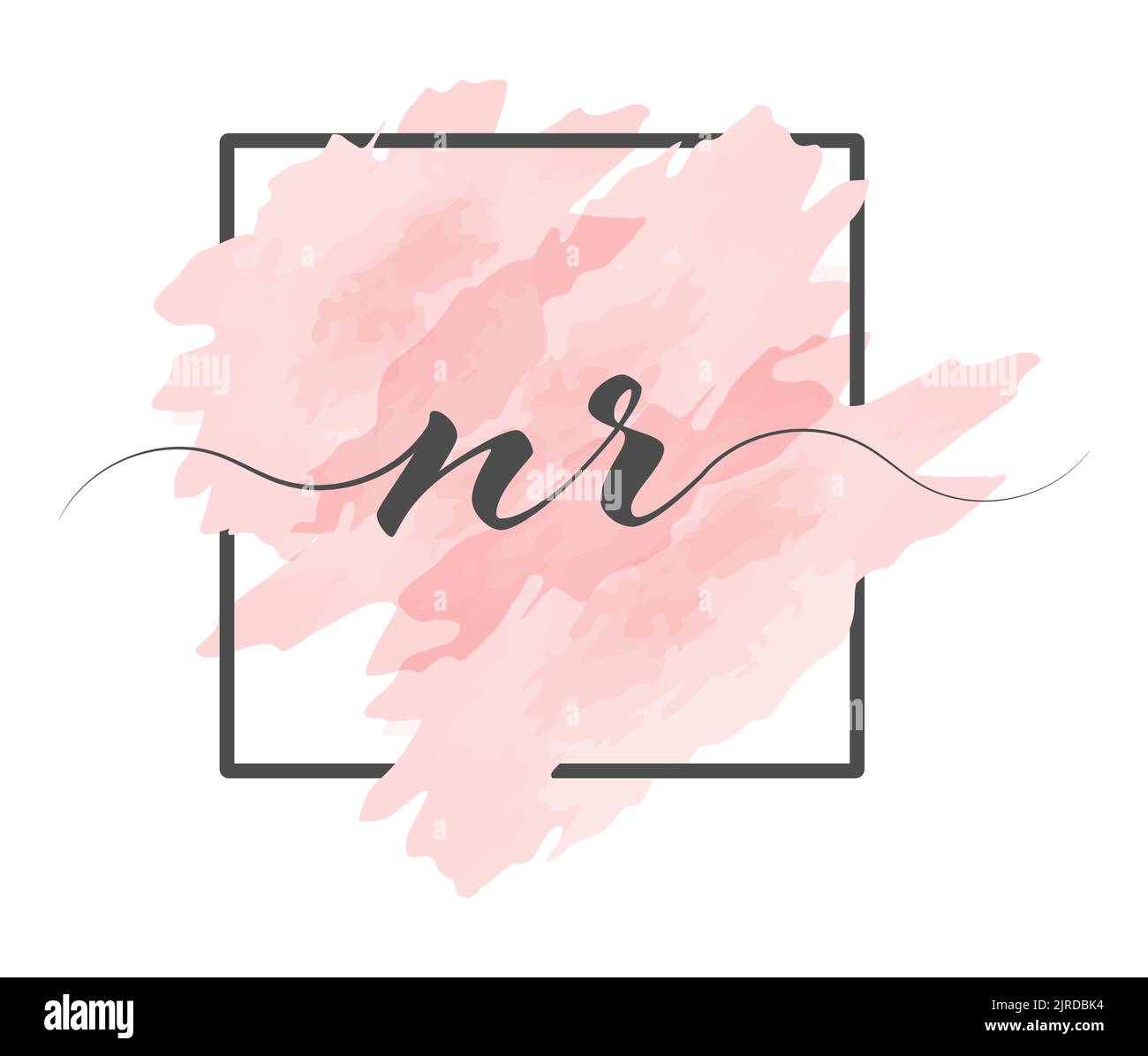 Calligraphic lowercase letters N and R are written in a solid line on a ...