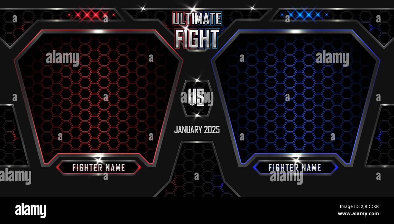 Realistic Ultimate fight sports 3d poster with modern metallic logo ...