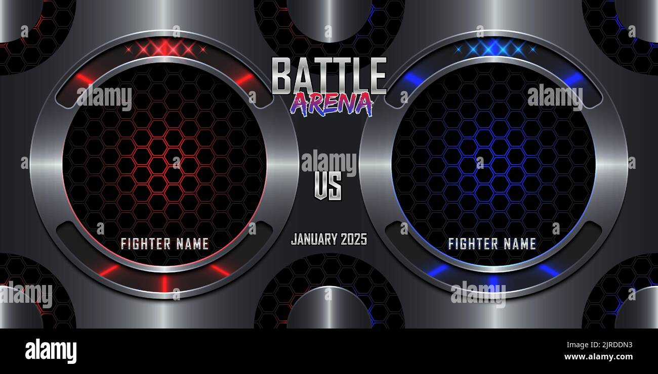 Realistic Battle arena sports 3d poster with modern metallic logo Stock ...