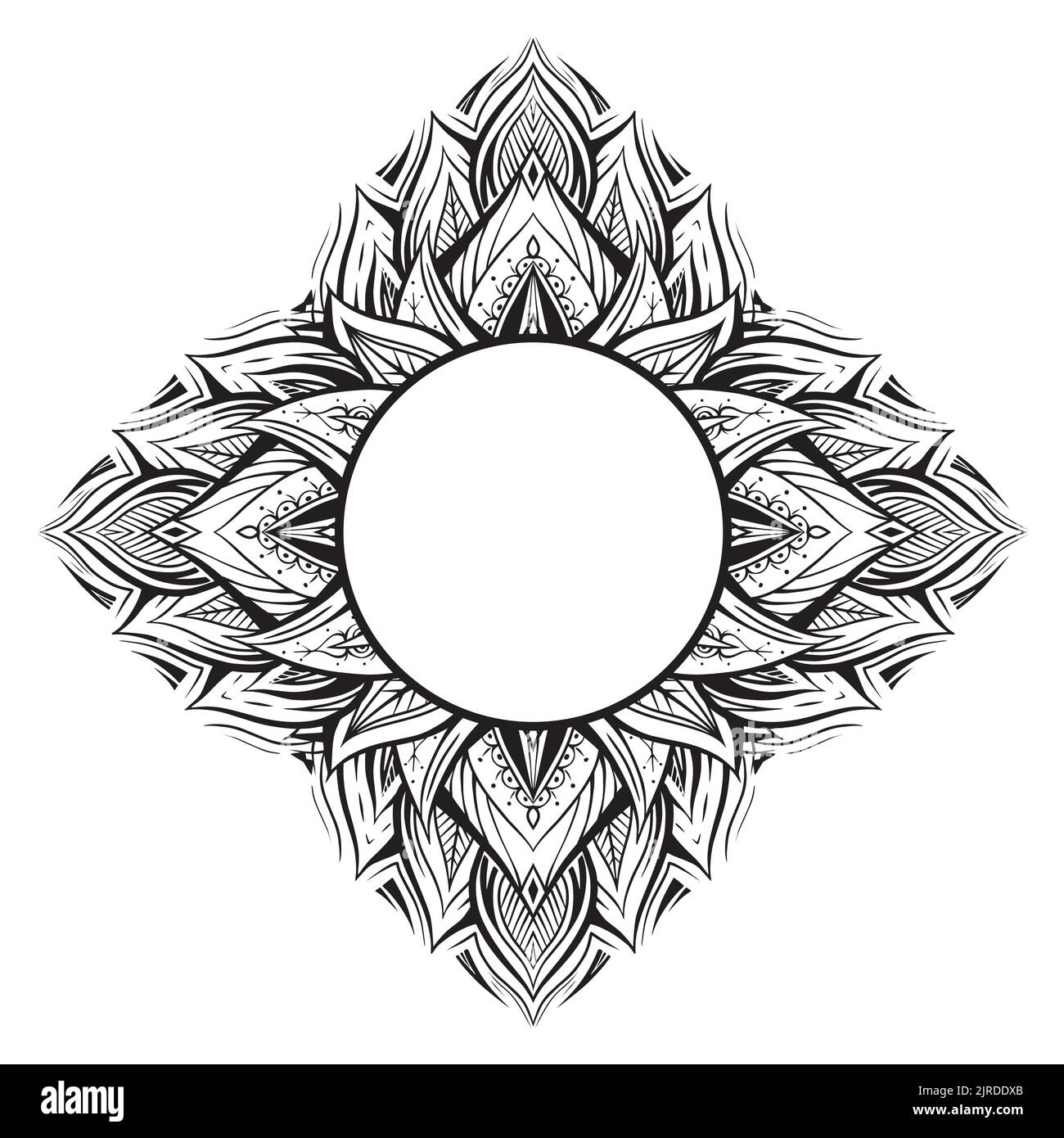 Vector sacred lotus frame with boho ornament and place for text ...