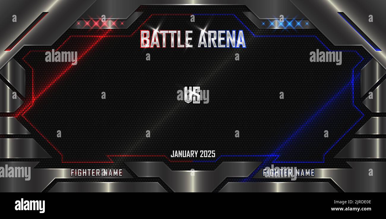 Realistic Battle arena sports 3d poster with modern metallic logo Stock ...