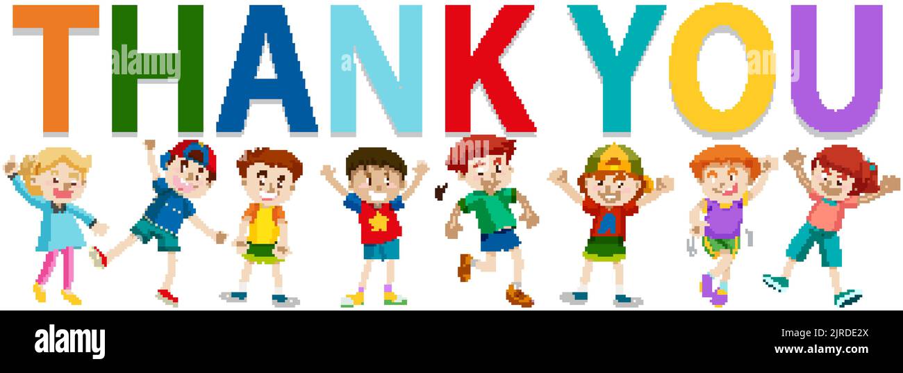 Children with word thank you illustration Stock Vector Image & Art - Alamy