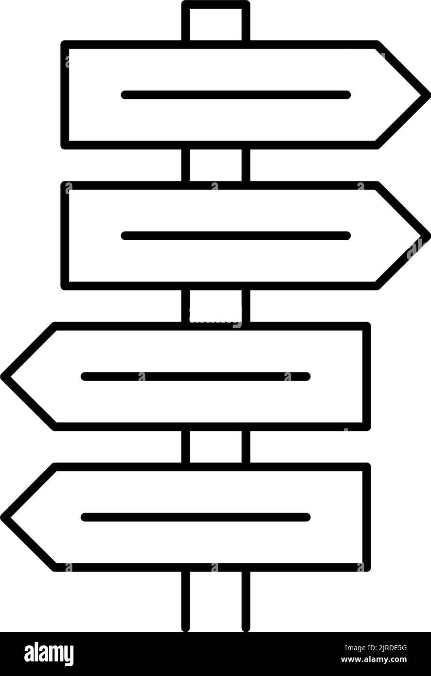 signpost with road signs line icon vector illustration Stock Vector ...