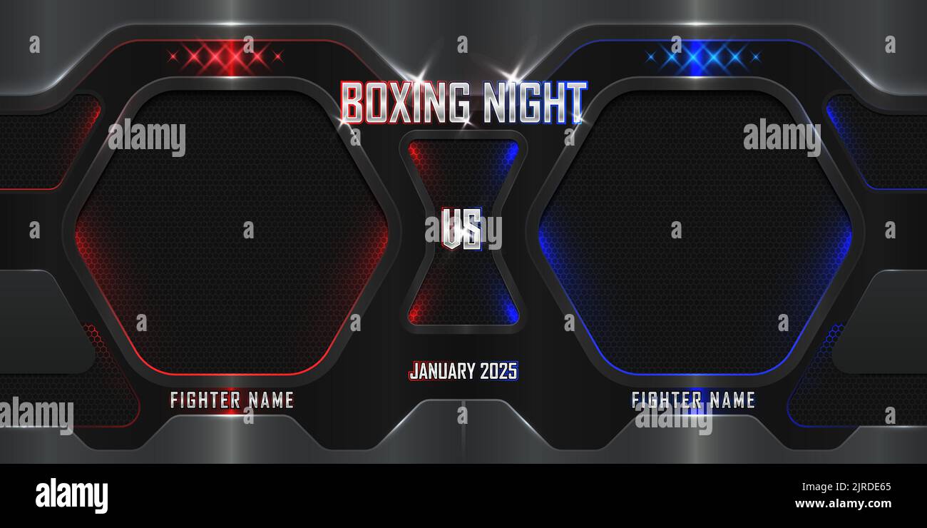 Realistic night boxing 3d poster with modern metallic logo Stock Vector ...