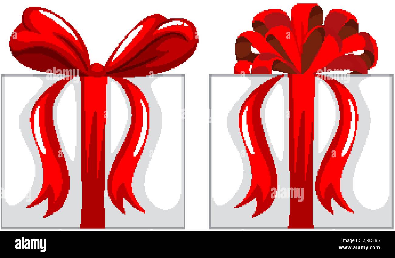 Gift box with red ribbon illustration Stock Vector Image & Art - Alamy