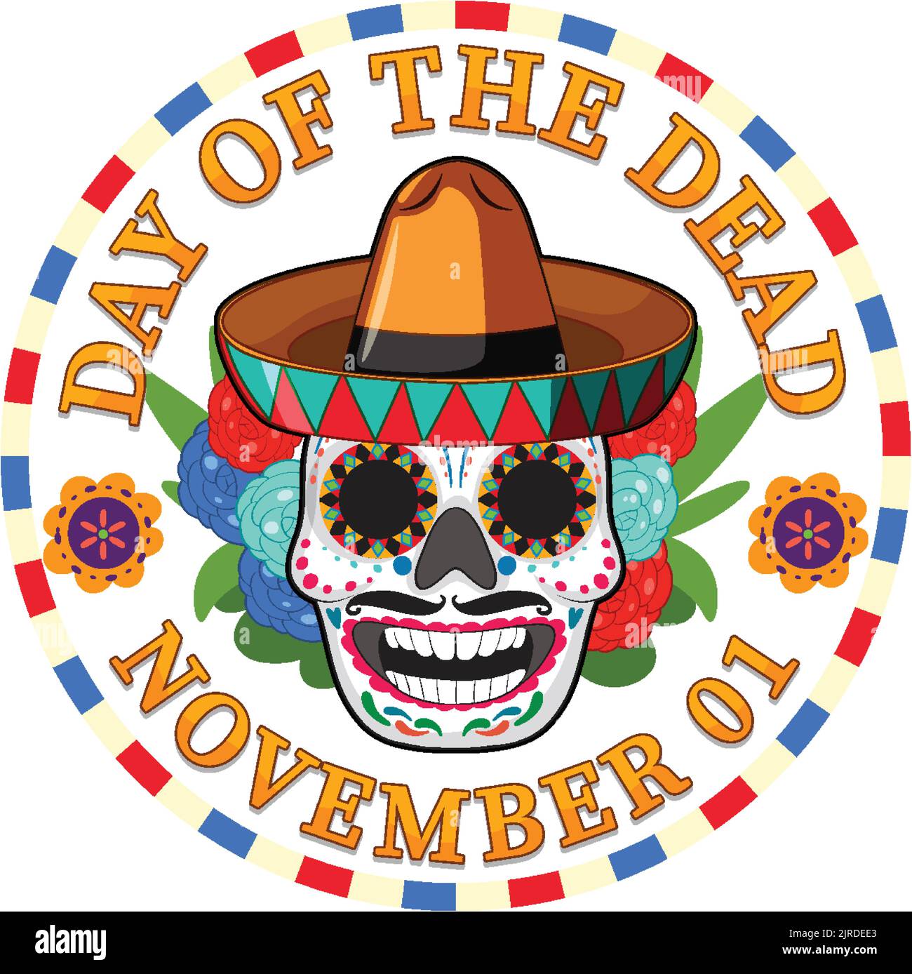 Day of the dead with Mexican Calaca illustration Stock Vector Image ...