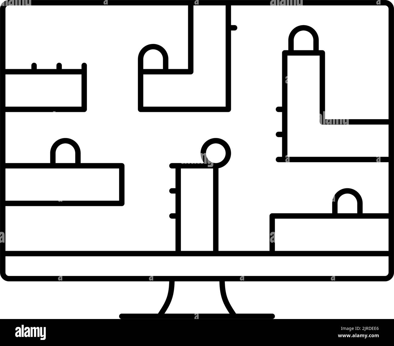 puzzle platform video game line icon vector illustration Stock Vector ...