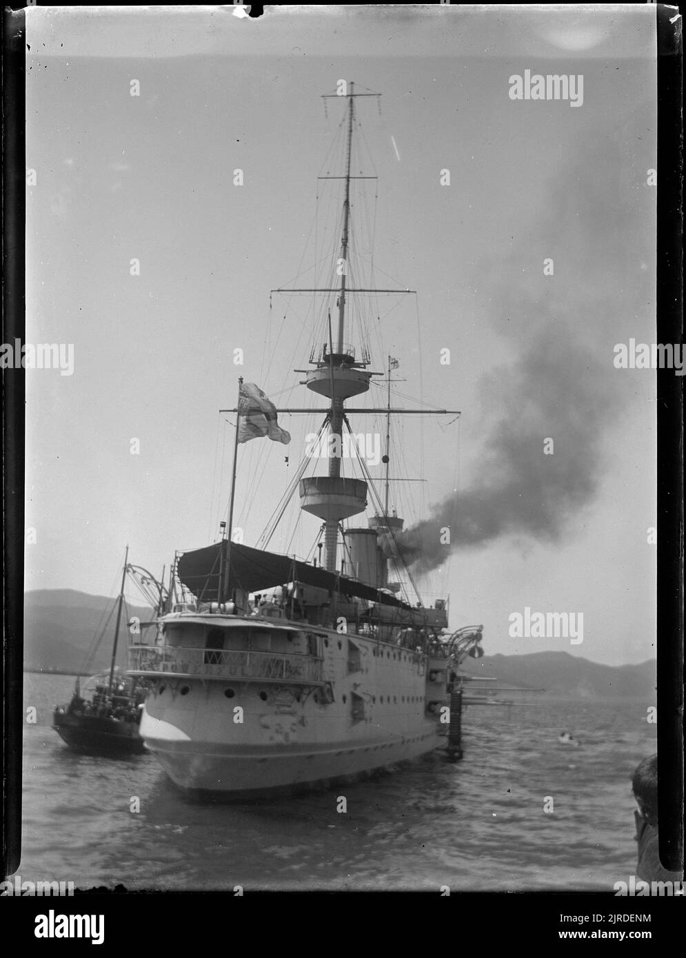 Ship on harbour, New Zealand, by Fred Brockett Stock Photo - Alamy
