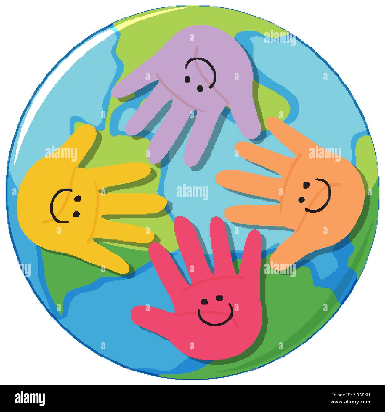 Human hands symbol on earth planet illustration Stock Vector Image ...