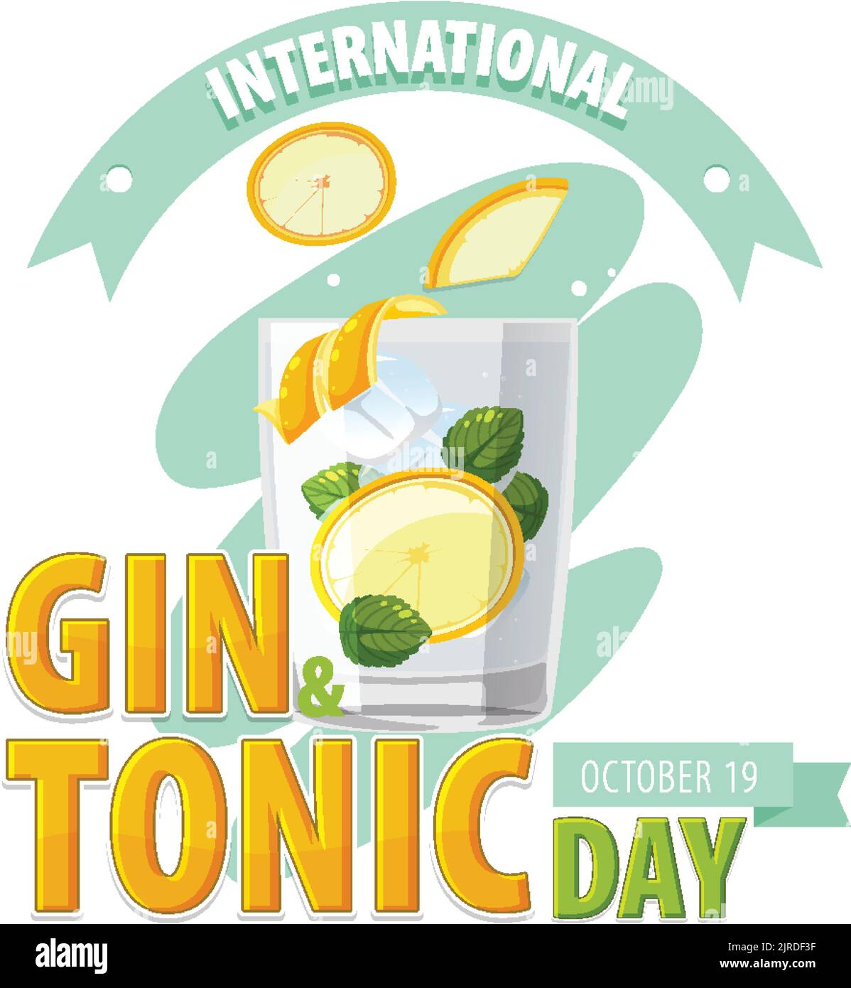 International Gin And Tonic Day Banner Design illustration Stock Vector ...