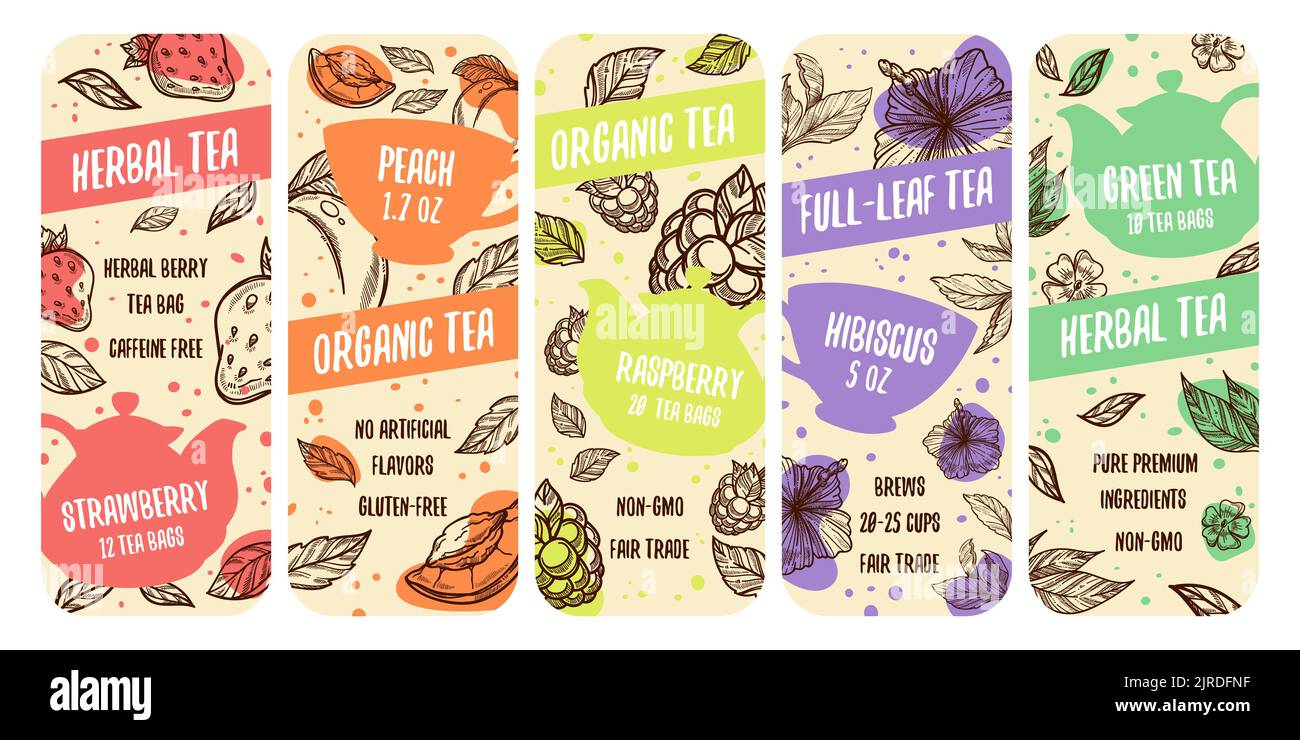 Packaging label design set for organic herbal tea Stock Vector Image ...