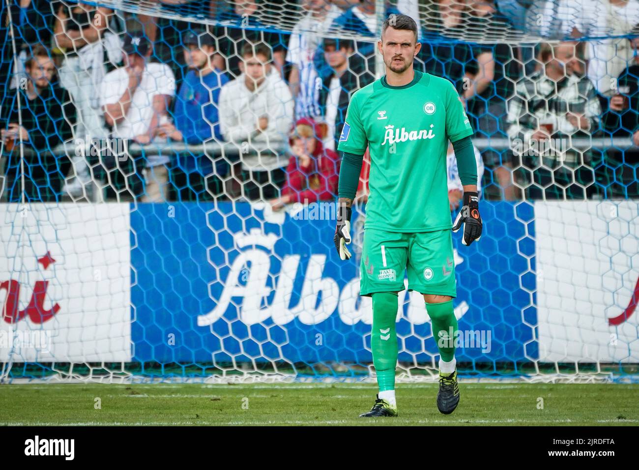 Odense, Denmark. 22nd, August 2022. Goalkeeper Martin Hansen (1) of OB ...
