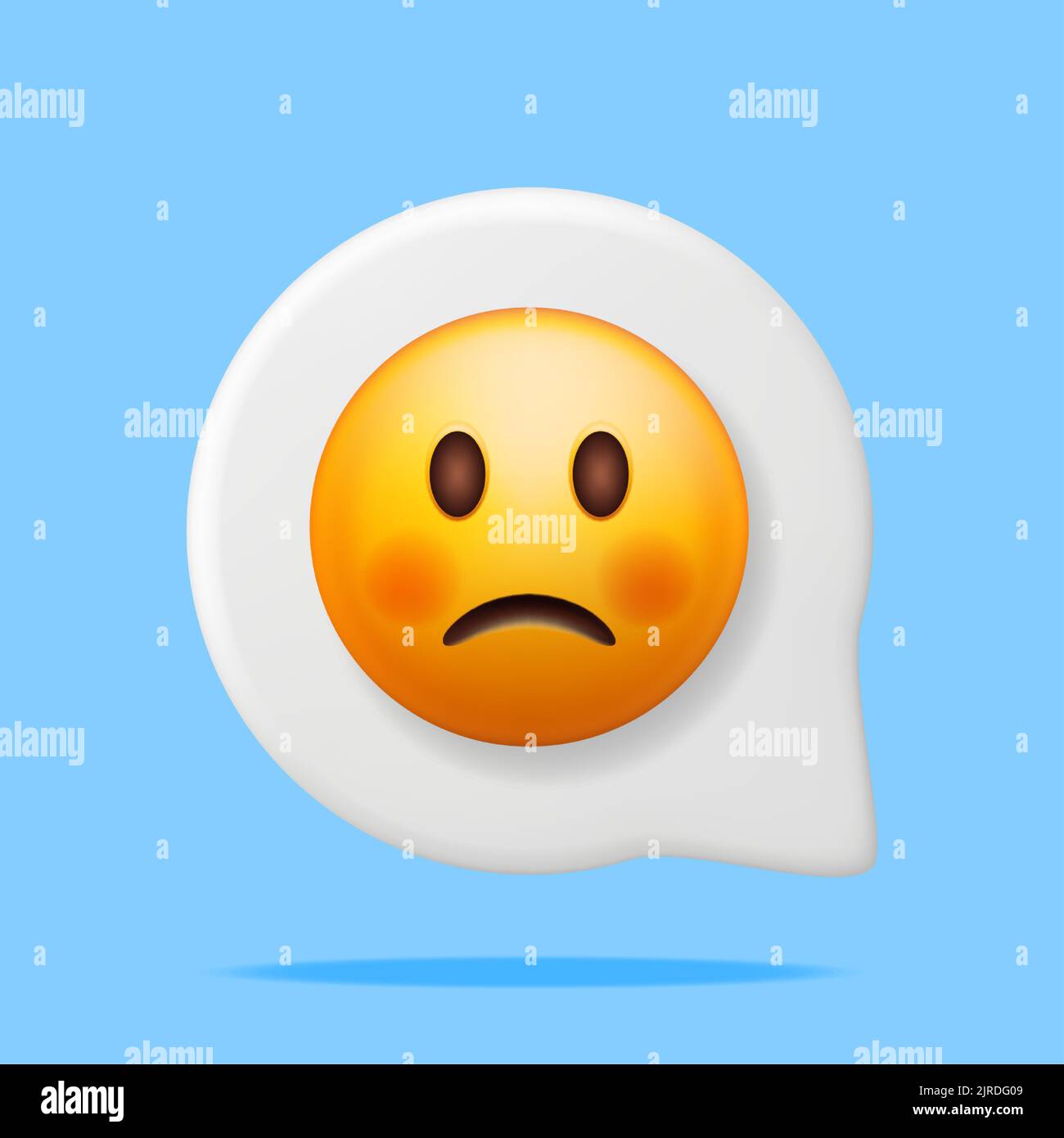 3D Yellow Sad Emoticon in Speech Bubble Isolated Stock Vector Image ...