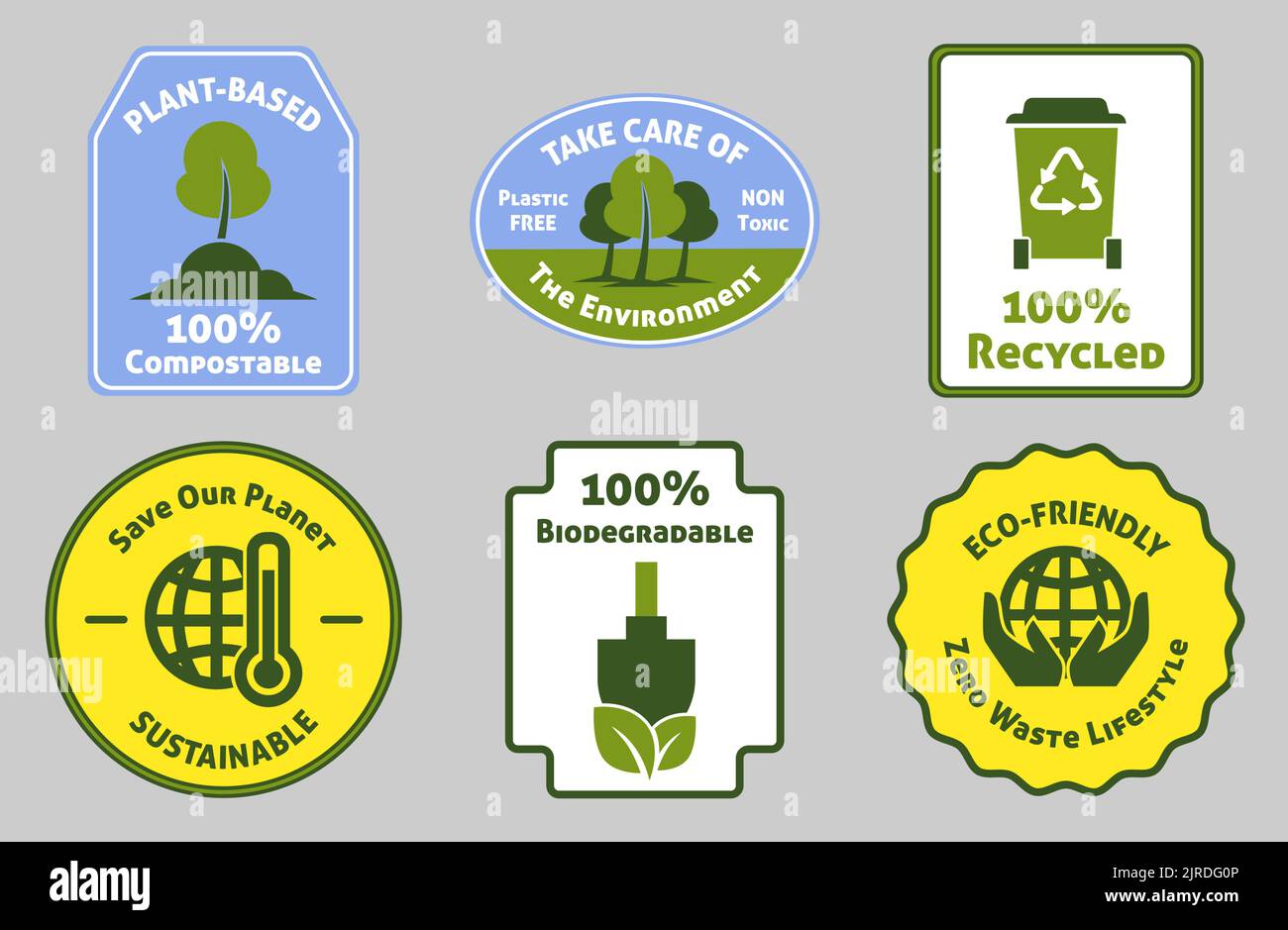 Sticker set design for natural eco friendly product Stock Vector Image ...