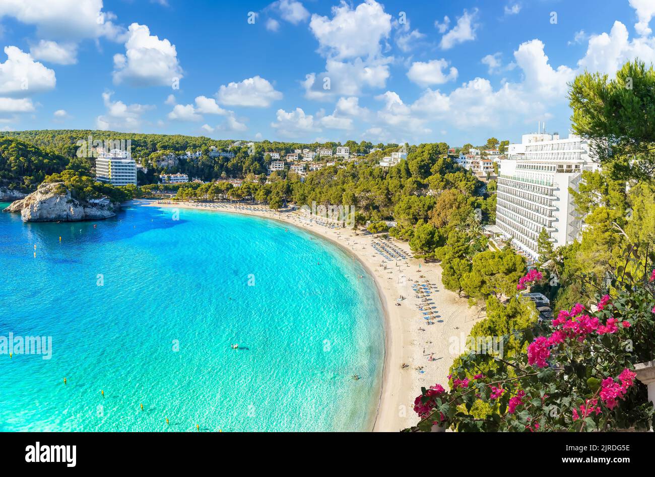 Landscape with Cala Galdana beach, Menorca island, Spain Stock Photo ...