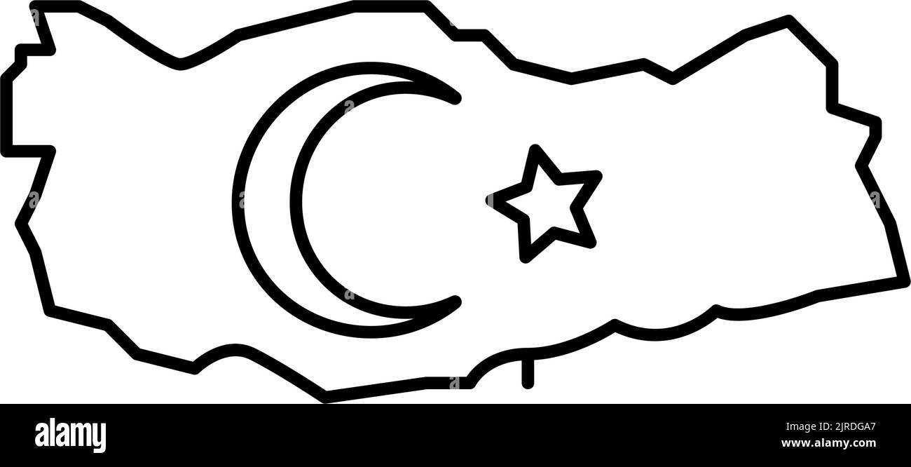 turkey country map flag line icon vector illustration Stock Vector ...