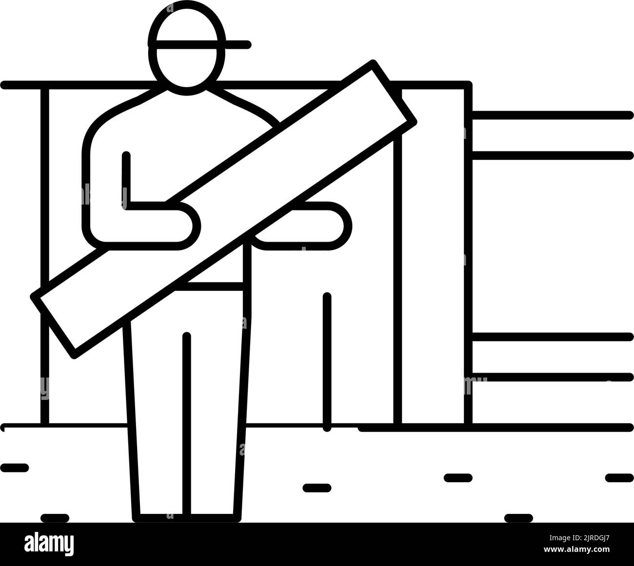 fence installation line icon vector illustration Stock Vector Image ...