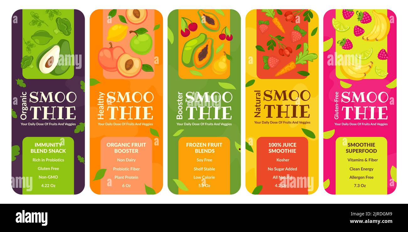 Packaging label design set for smoothie drink Stock Vector Image & Art ...