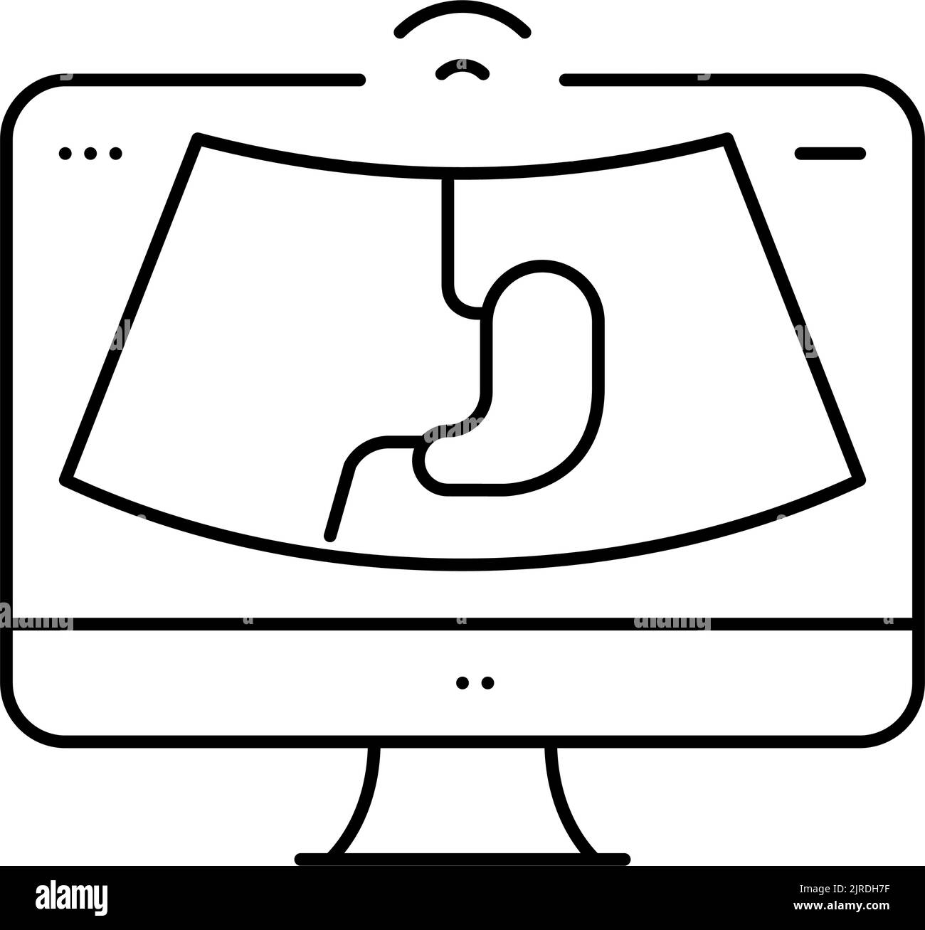 ultrasound abdomen health check line icon vector illustration Stock ...