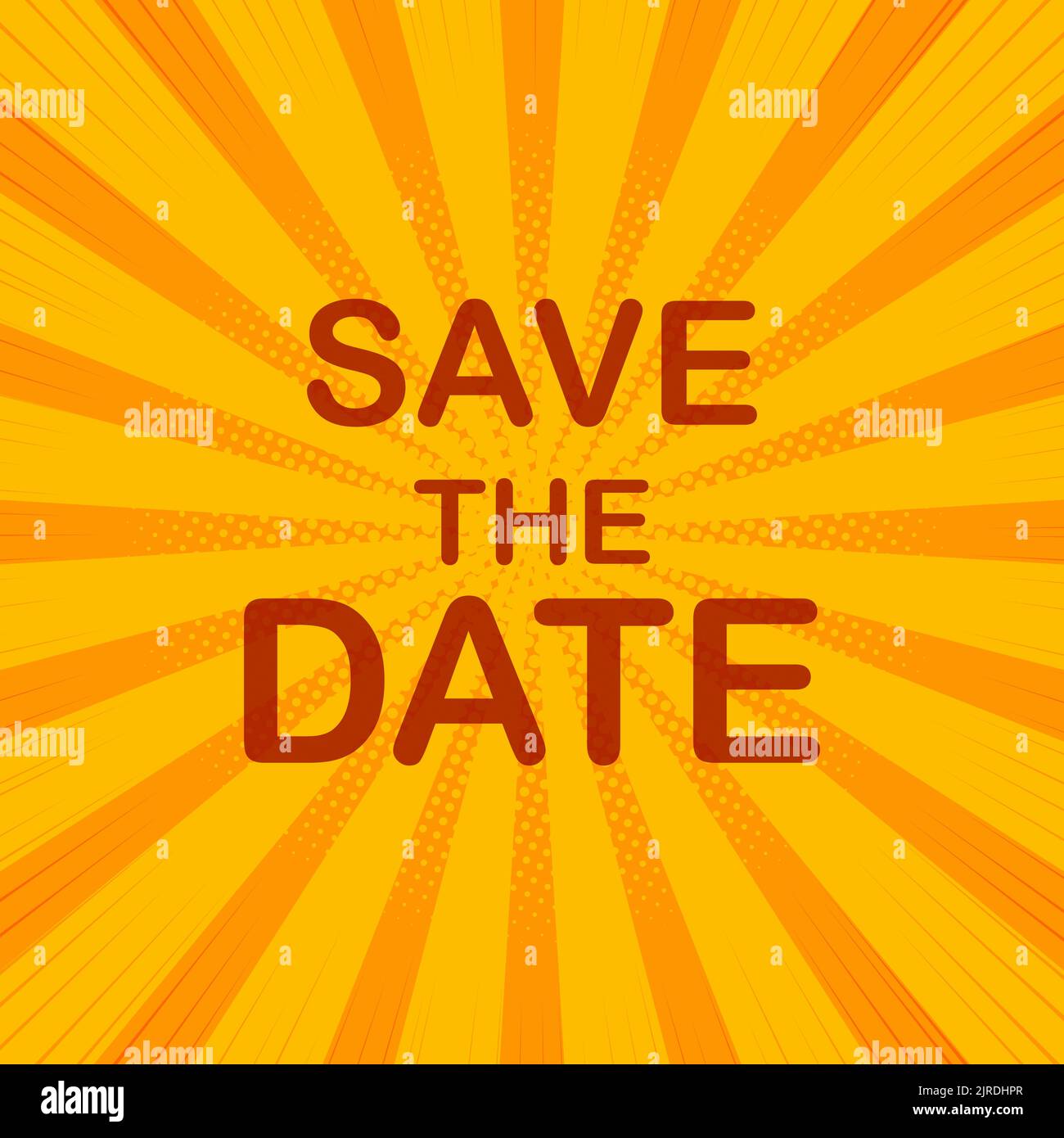 Save the date with sun brush and halftone color vector background for ...