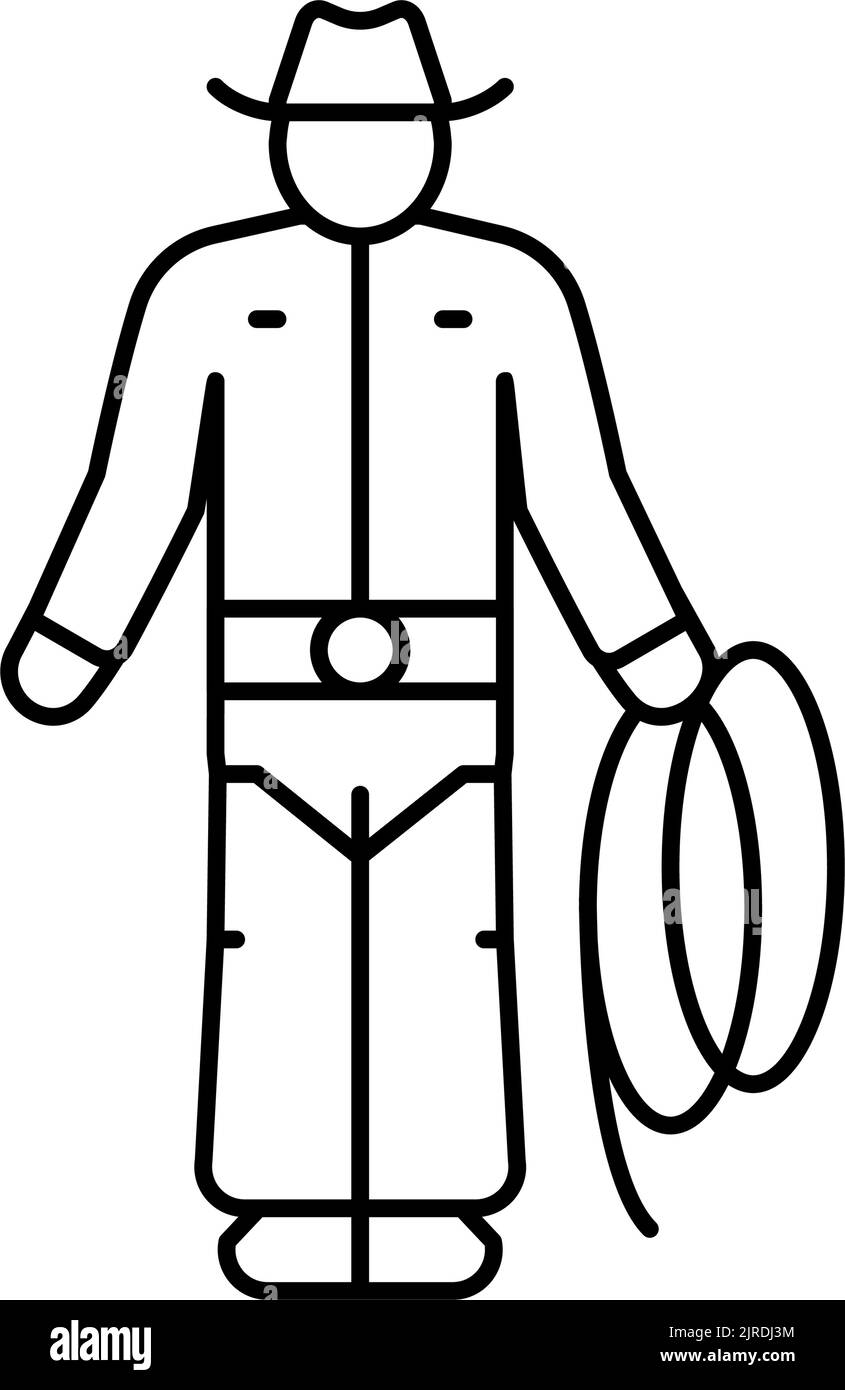 cowboy western man line icon vector illustration Stock Vector Image ...