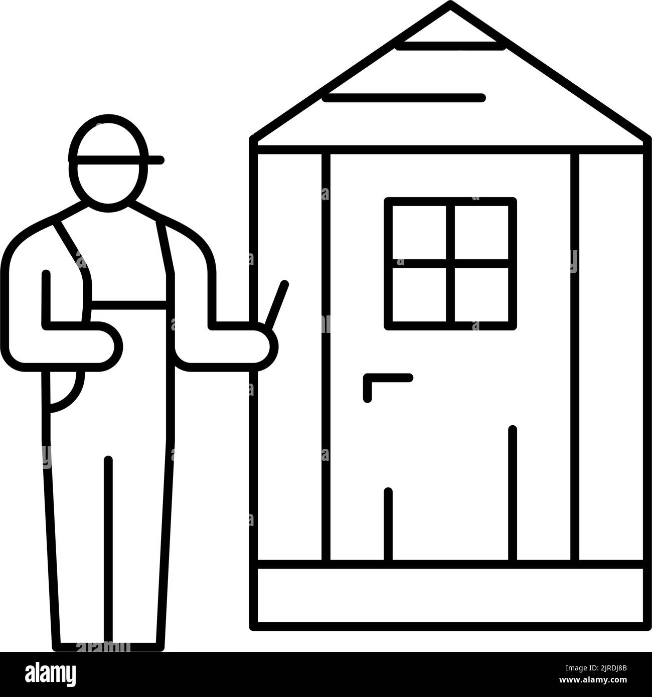 shed installation repair line icon vector illustration Stock Vector ...