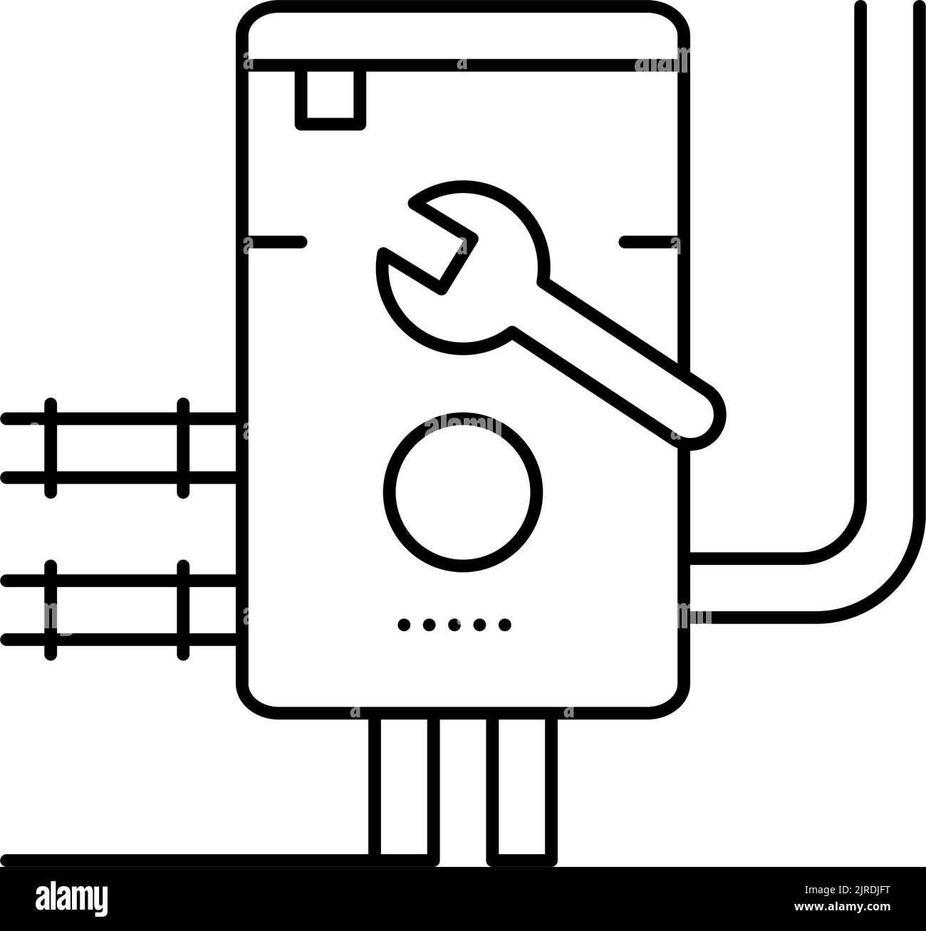 water heater boiler installing line icon vector illustration Stock ...