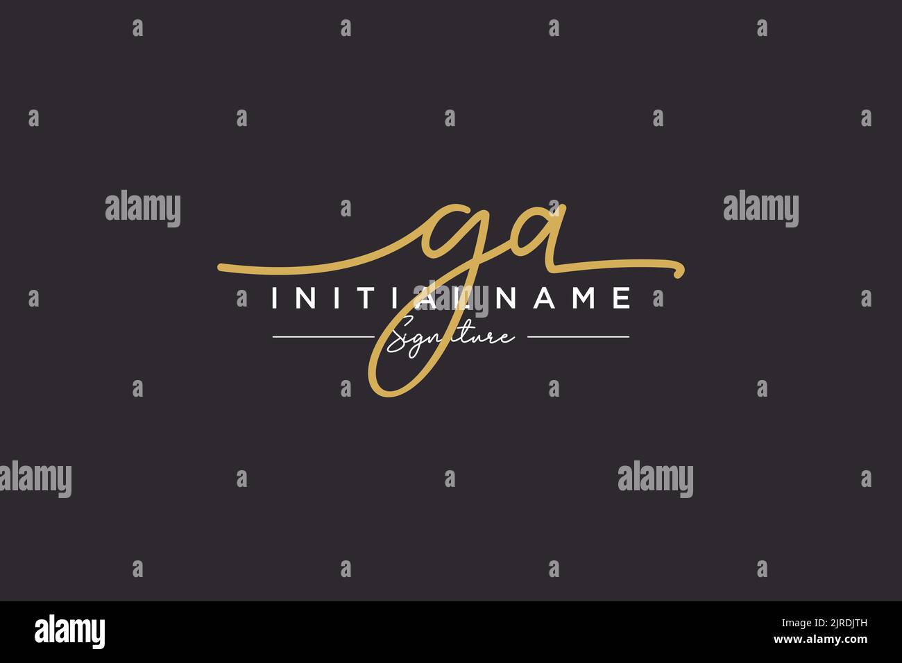 GA signature logo template vector. Hand drawn Calligraphy lettering ...
