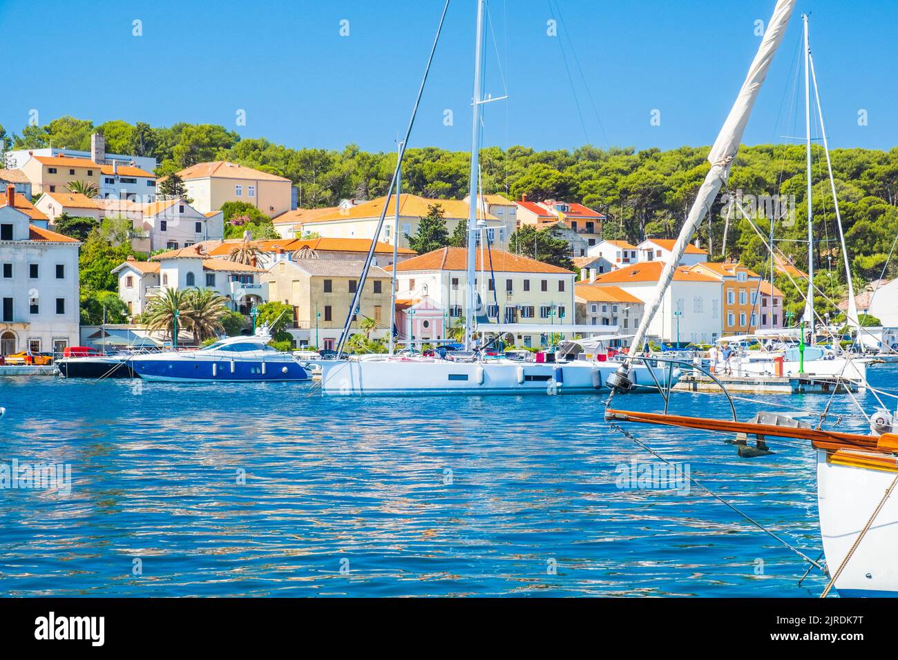 Seafront and boats in town of Mali Losinj on the island of Losinj ...