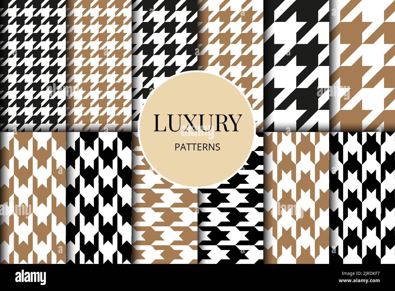 Houndstooth patterns set. Fabric background. Classical checkered ...