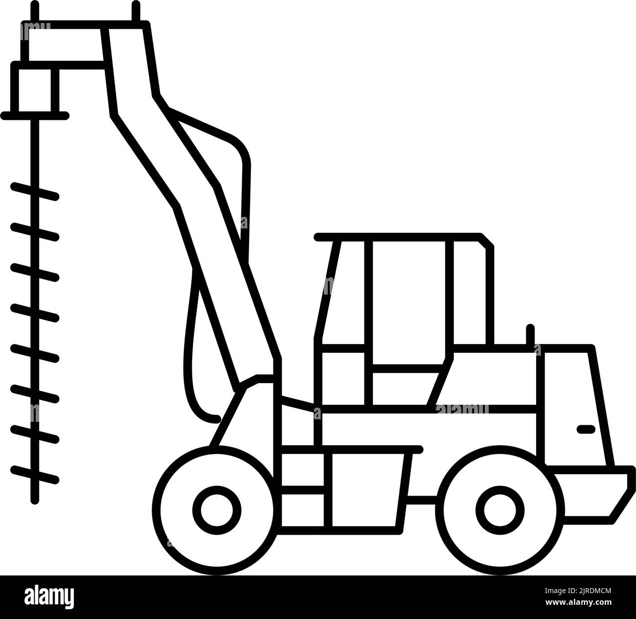 digger construction car vehicle line icon vector illustration Stock ...