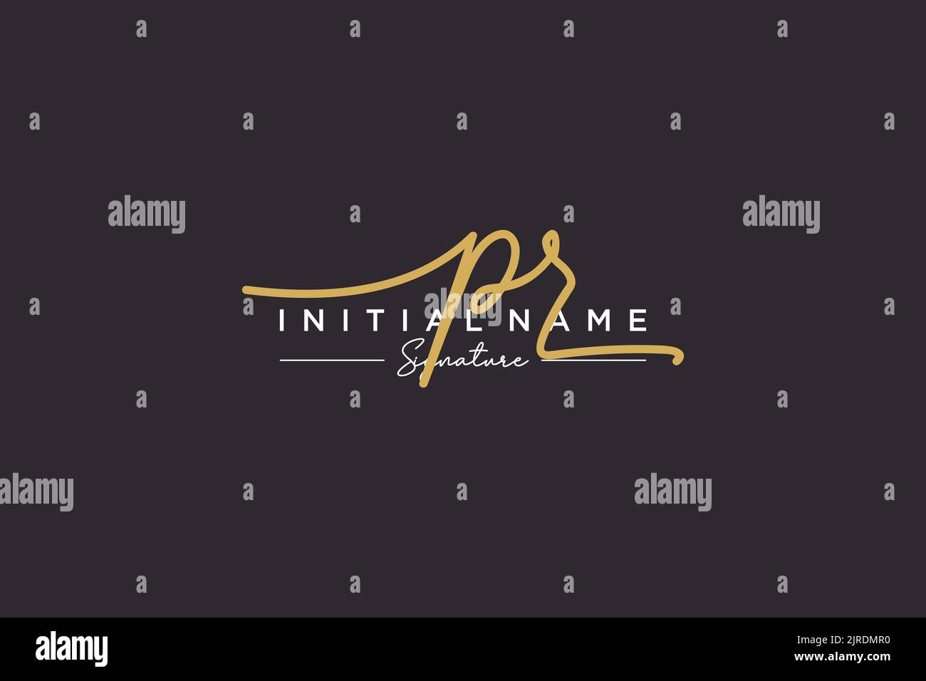 PR signature logo template vector. Hand drawn Calligraphy lettering ...