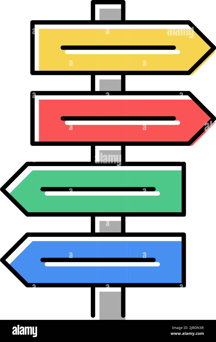 signpost with road signs color icon vector illustration Stock Vector ...