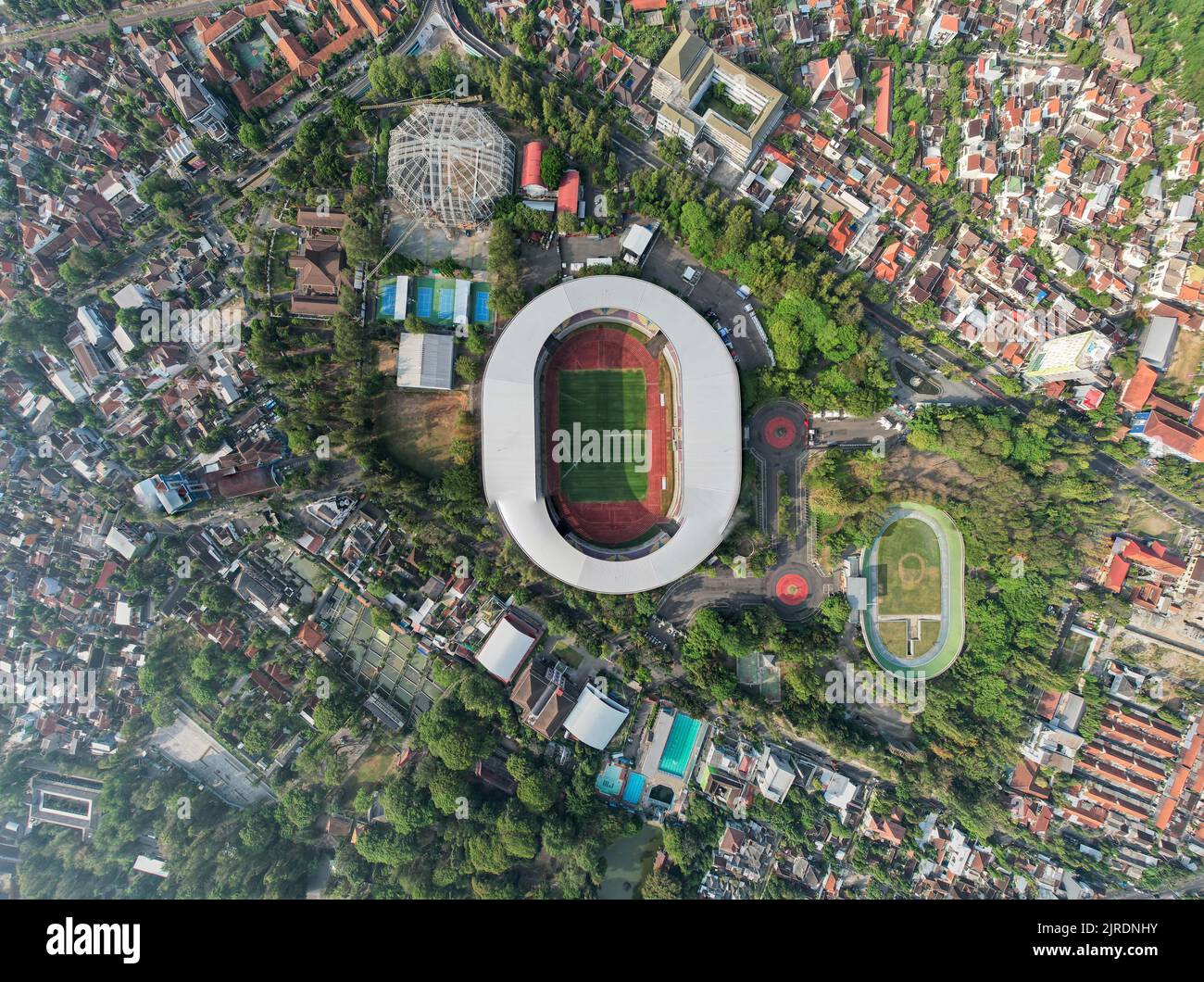 Aerial top down view of the Beautiful scenery of Manahan Solo Stadium ...