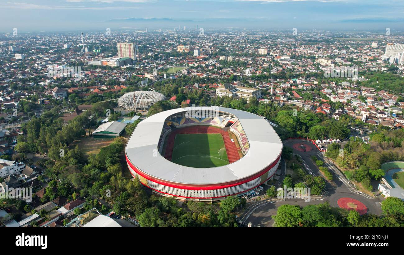 Aerial top down view of the Beautiful scenery of Manahan Solo Stadium ...